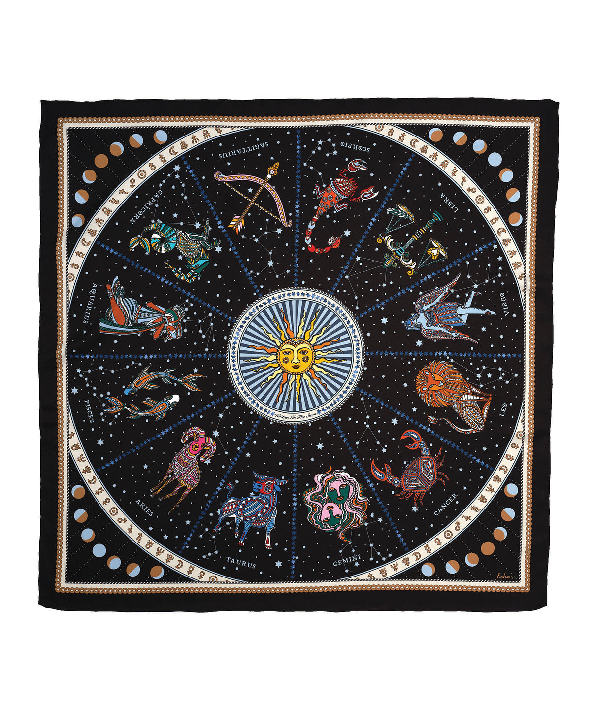 Silk Scarf for Women | Stars & Zodiac Cycle | Echo Wrap yourself in ...